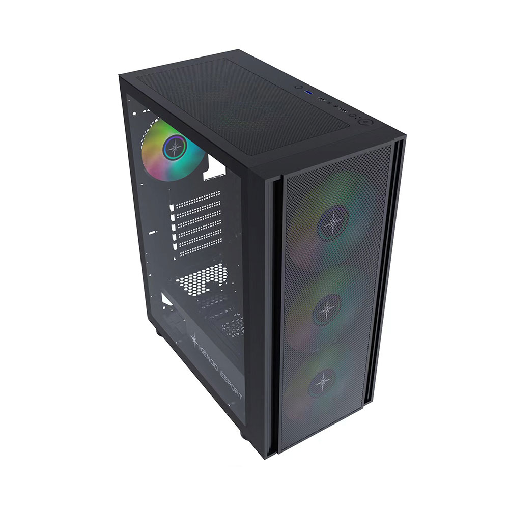 Vỏ Case Máy Tính KENOO ESPORT EM700 - 3F MESH BLACK (EATX, Màu Đen, 3 Fan RGB)